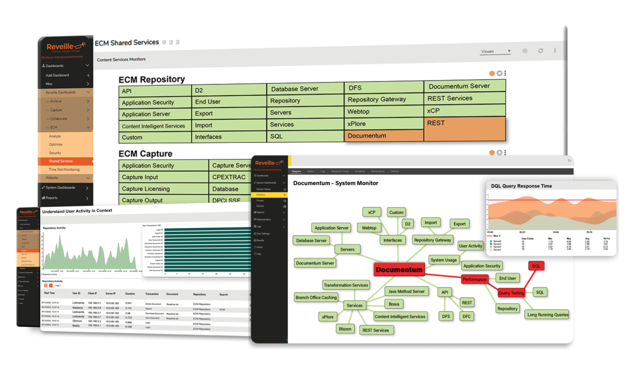 ECM Monitoring, ECM Analytics, Connectors- Reveille Software